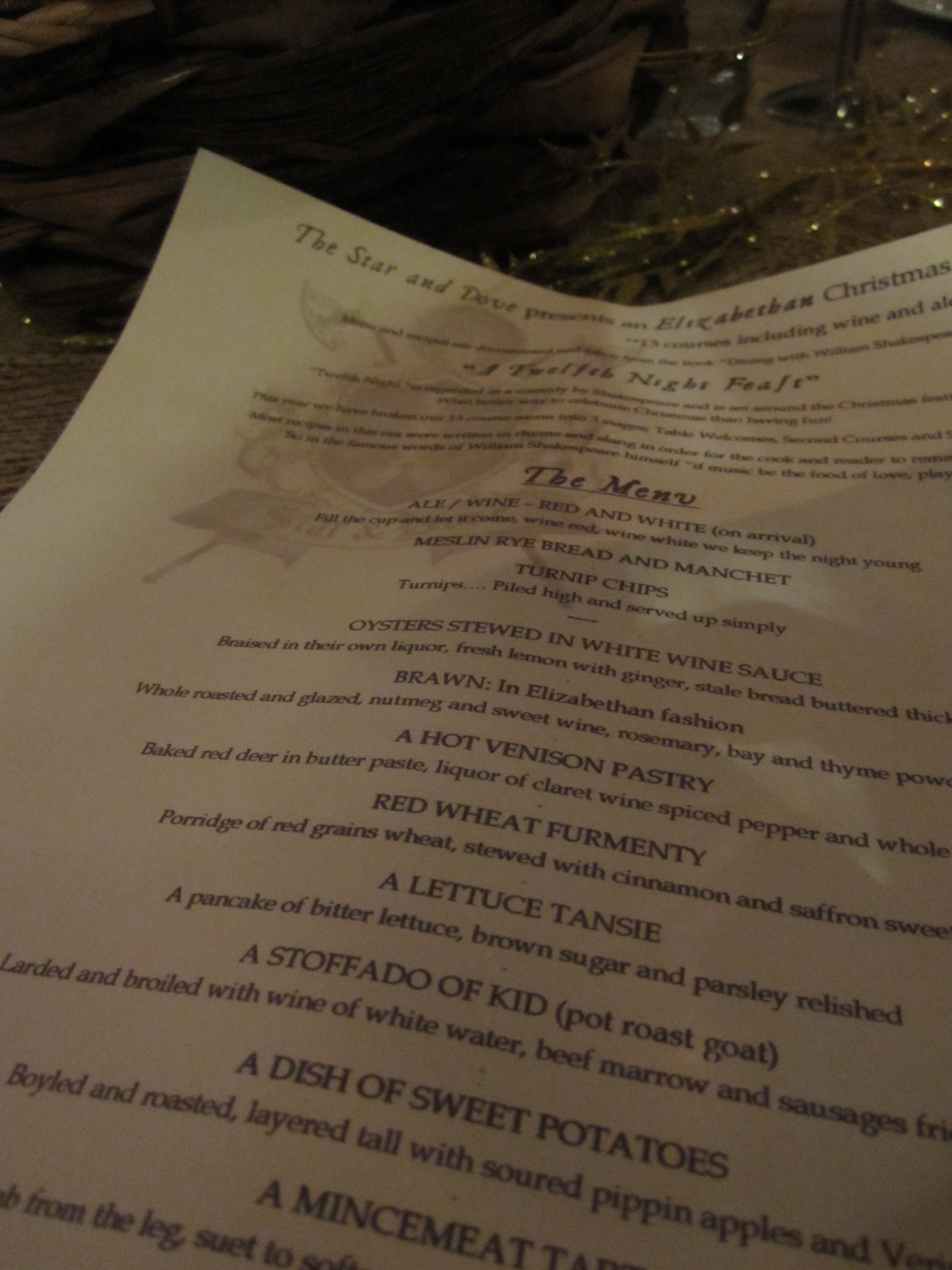 Elizabethan Feast, The Star and Dove, Bristol - Review - foodnerd4life